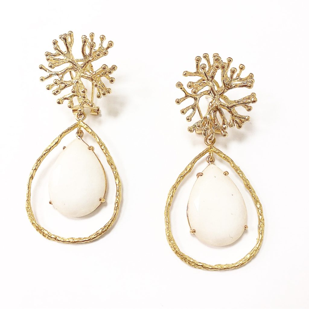 Pendientes Dorados con Jade de color - Girbes Joyas