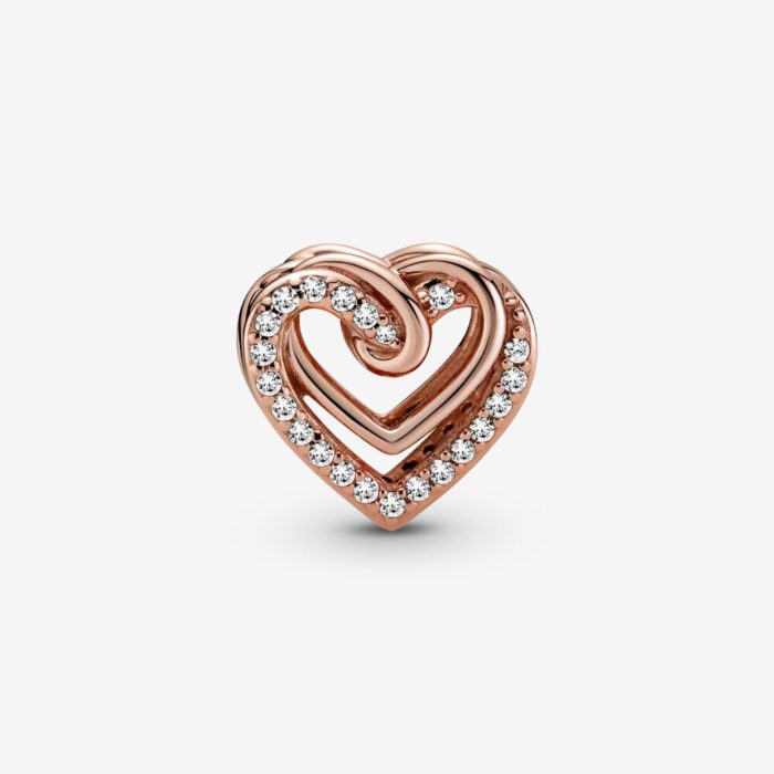 Charm en Pandora Rose Corazones Brillantes Entrelazados REF. 789270C01 ...