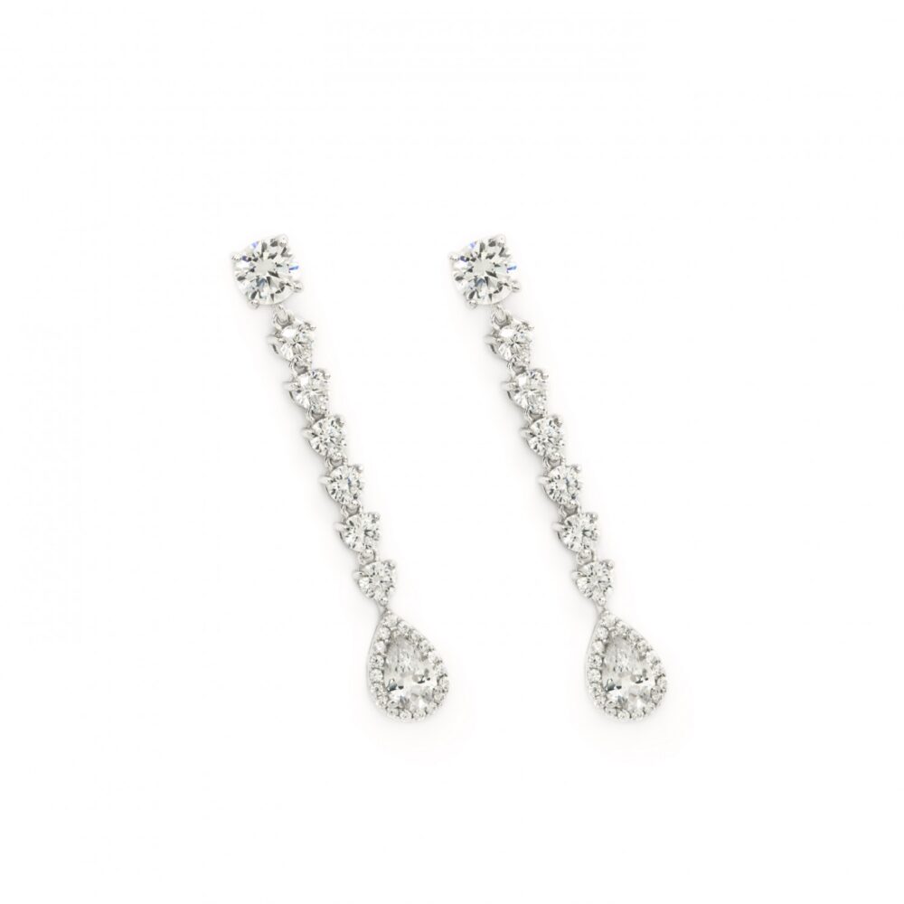 PENDIENTES LARGOS NOVIA PLATA ELEGANTES Y LINEALES - Girbes Joyas